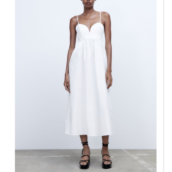 Zara | Dresses | Nwt Zara Voluminous Midi Dress White | Poshmark